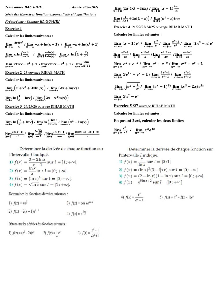 Limites en Mathématiques 2ème Bac PC | PDF | Analyse complexe | Analyse ...