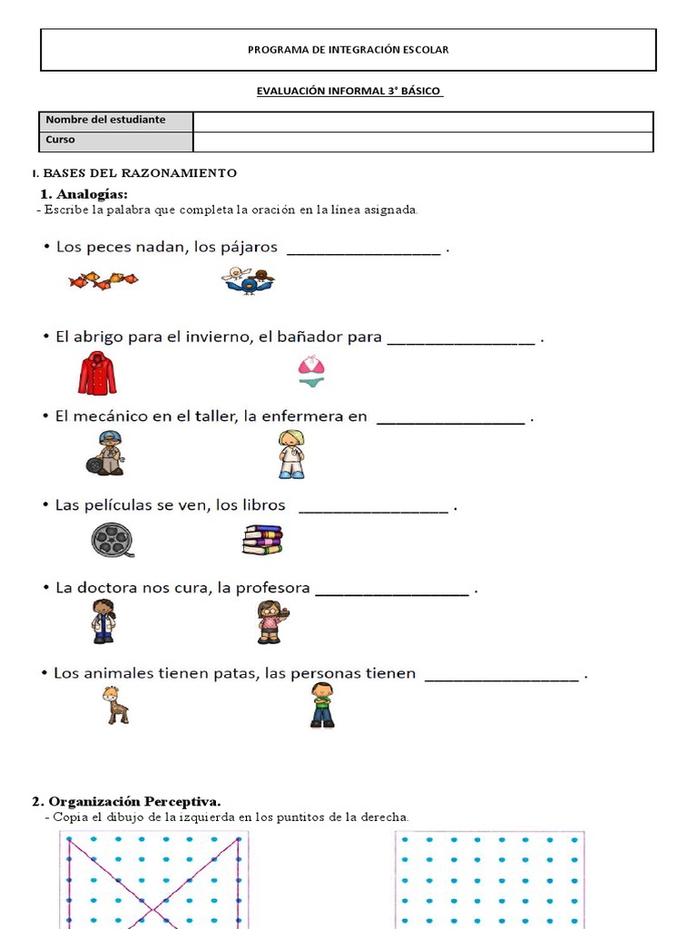 Evaluacion Informal Tercero SCRB | PDF