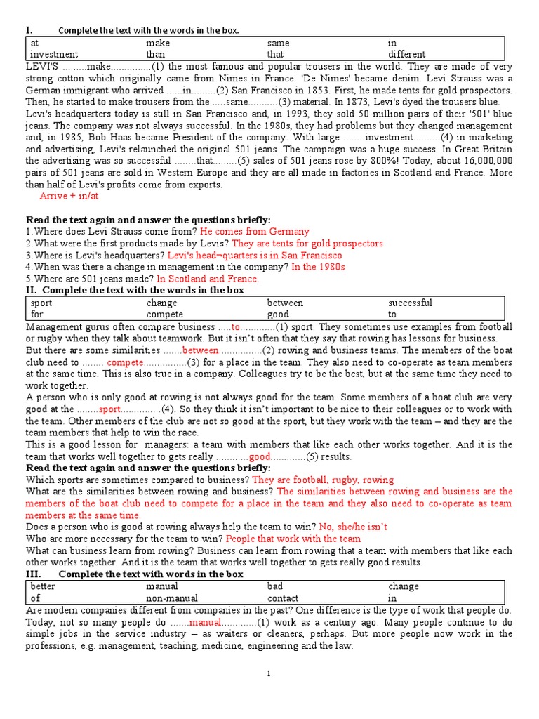 Reading Comprehension | PDF | Jeans | Business