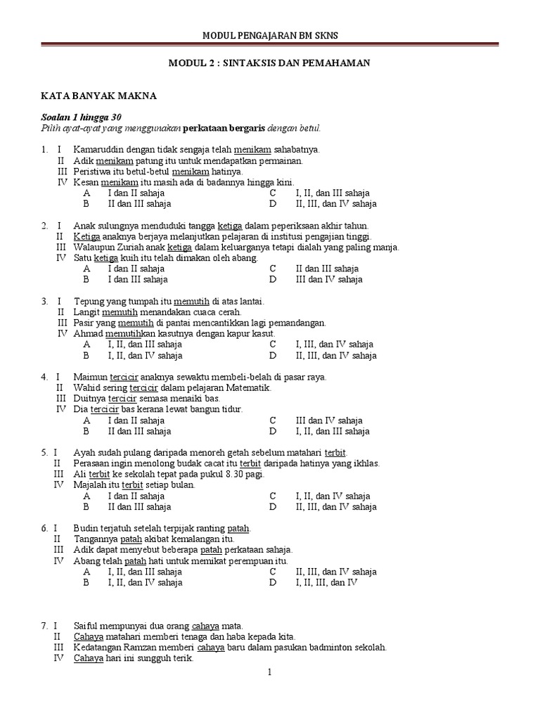 Modul Sintaksis & Pemahaman | PDF