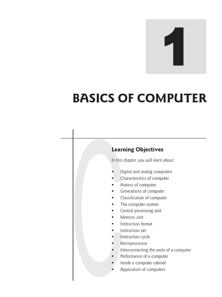Basics of Computer: Learning Objectives | PDF | Computer Data Storage ...