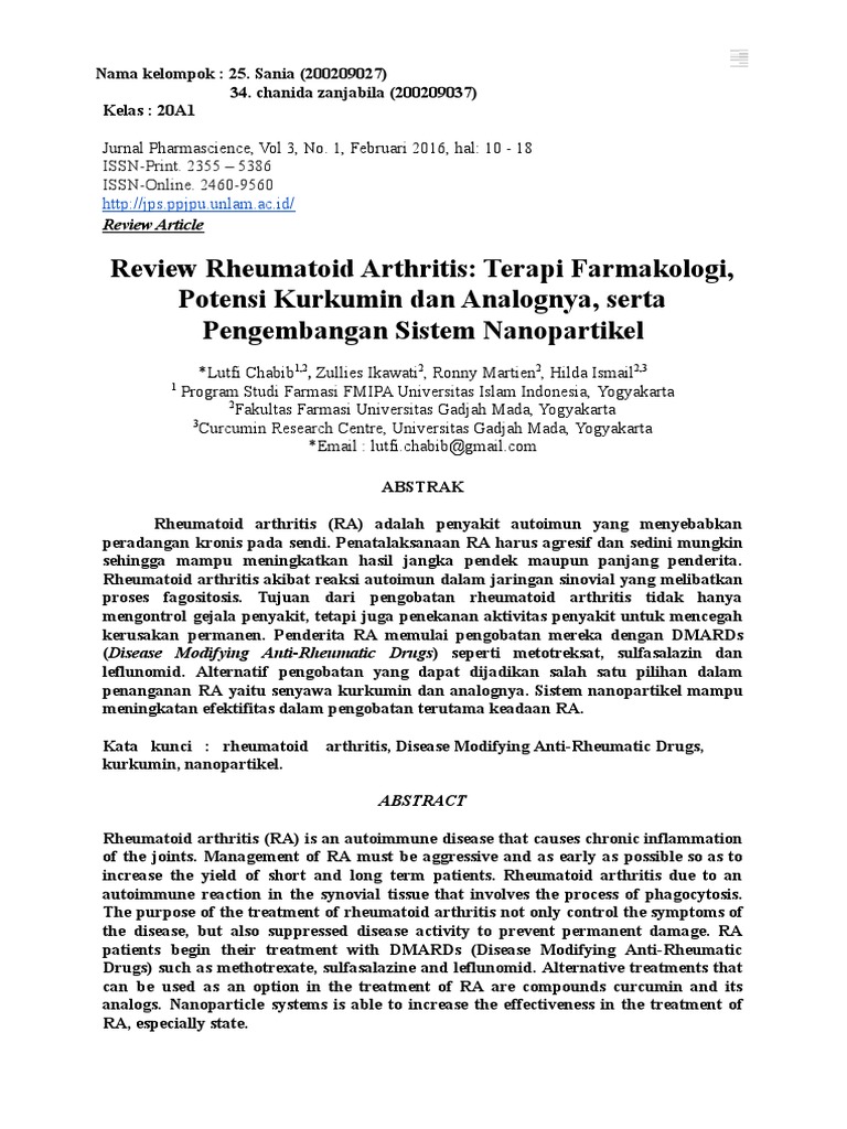 Jurnal - Terapi Sistem Cell Untuk Rheumatoid Arthritis (RA) | PDF | Rematologi | Artritis Reumatoid