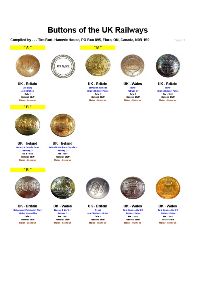 Buttons of UK Railways | PDF | United Kingdom | Rail Transport