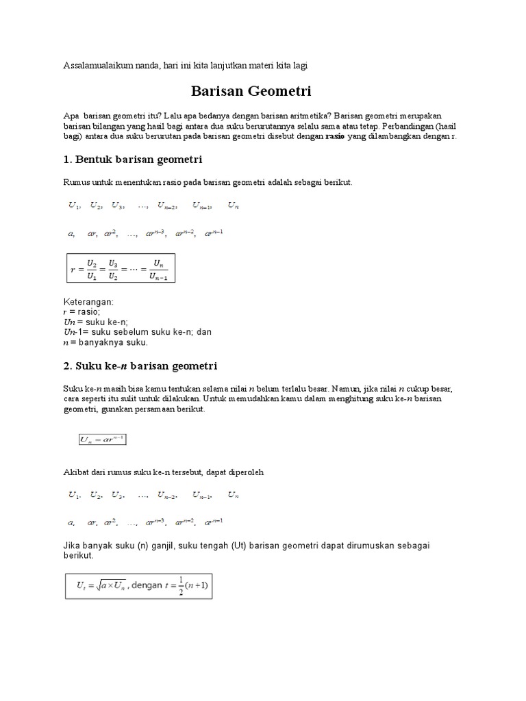 Rumus dan Contoh Barisan Geometri | PDF