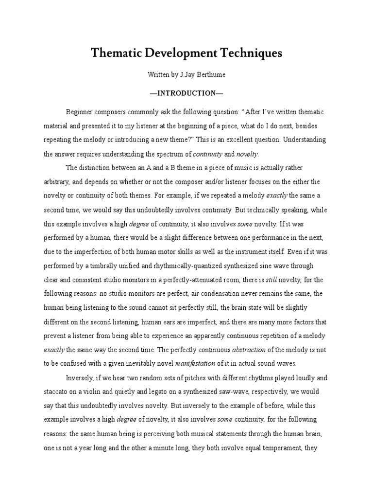 Thematic Development Techniques | PDF | Mode (Music) | Scale (Music)