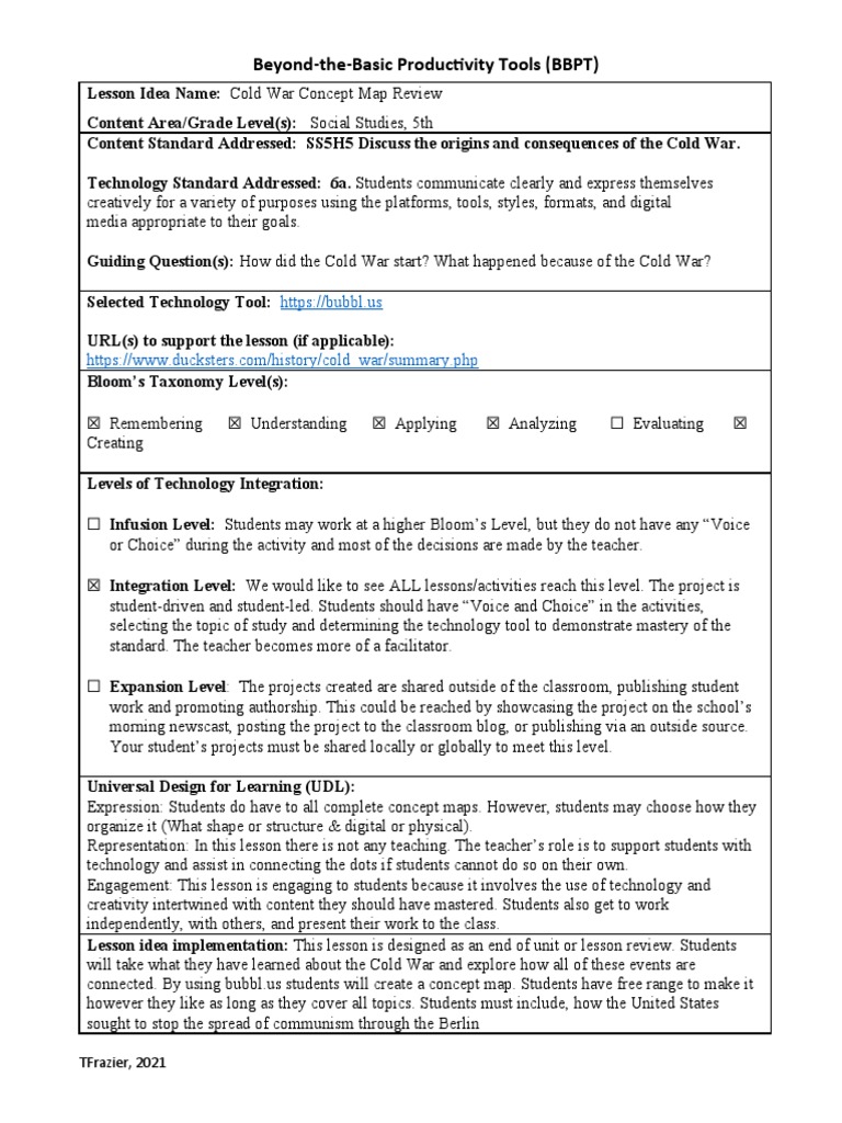 Cold War Concept Map Review Lesson | PDF | Educational Psychology ...