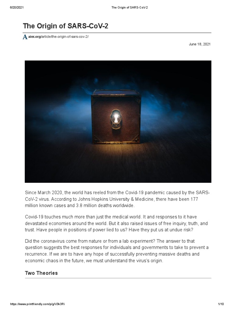 The Origin of SARS-CoV-2 | PDF | Infection | Health Sciences