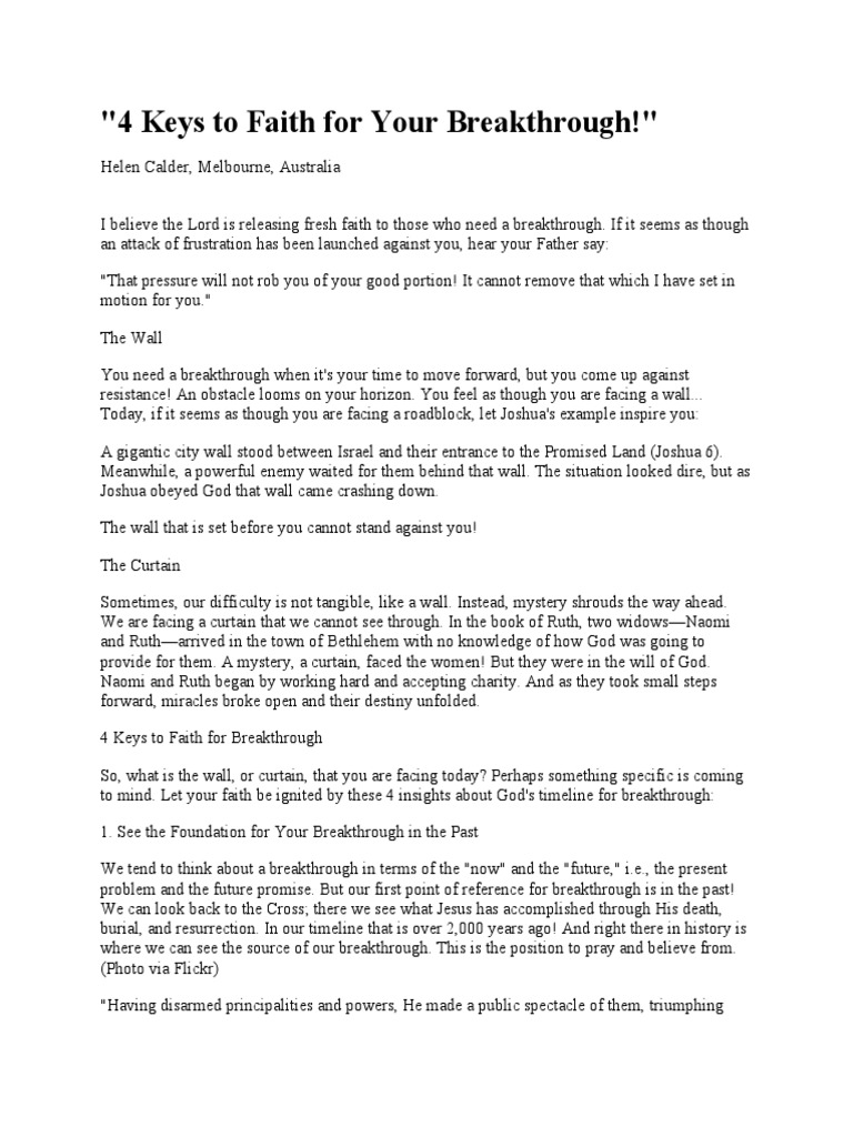 4 Keys To Faith For Your Breakthrough! | PDF | Ruth (Biblical Figure) | God