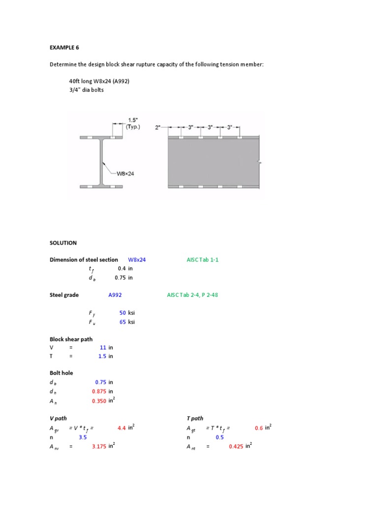 Determine The Design Block Shear Rupture Capacity of The Following ...