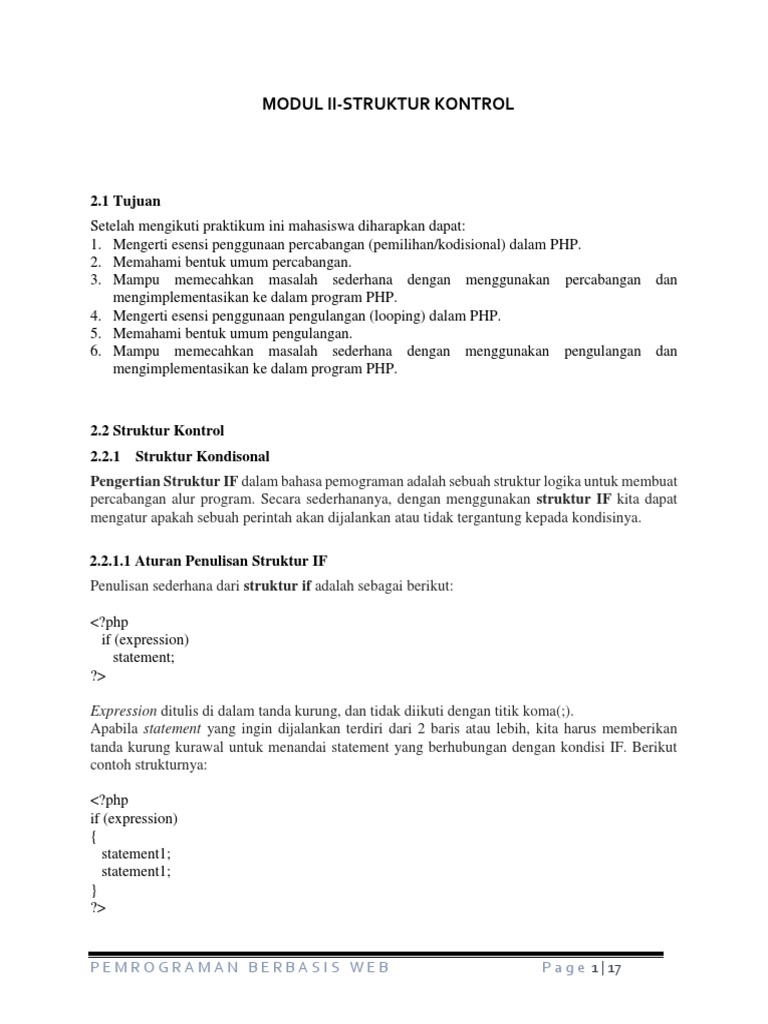Struktur Kontrol dalam Pemrograman PHP | PDF | Pengelolaan Keuangan & Uang | Komputer