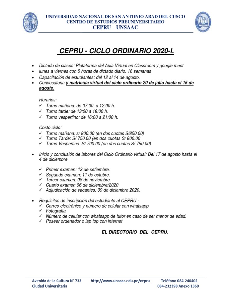 Rcu Publicidadordinario 2020-I | PDF