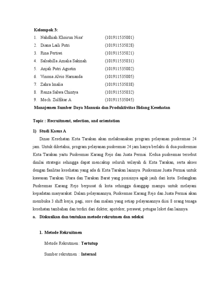 TM3 - Kelompok 3 - Rekruitmen Dan Seleksi | PDF