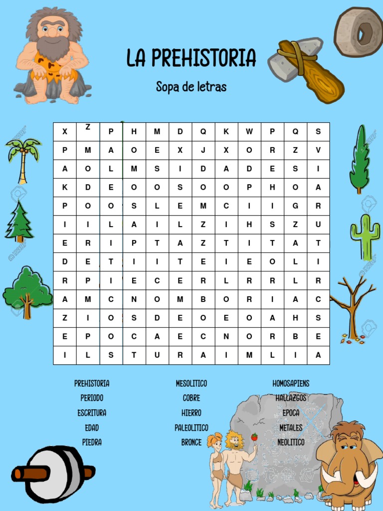La Prehistoria - Sopa de Letras | PDF