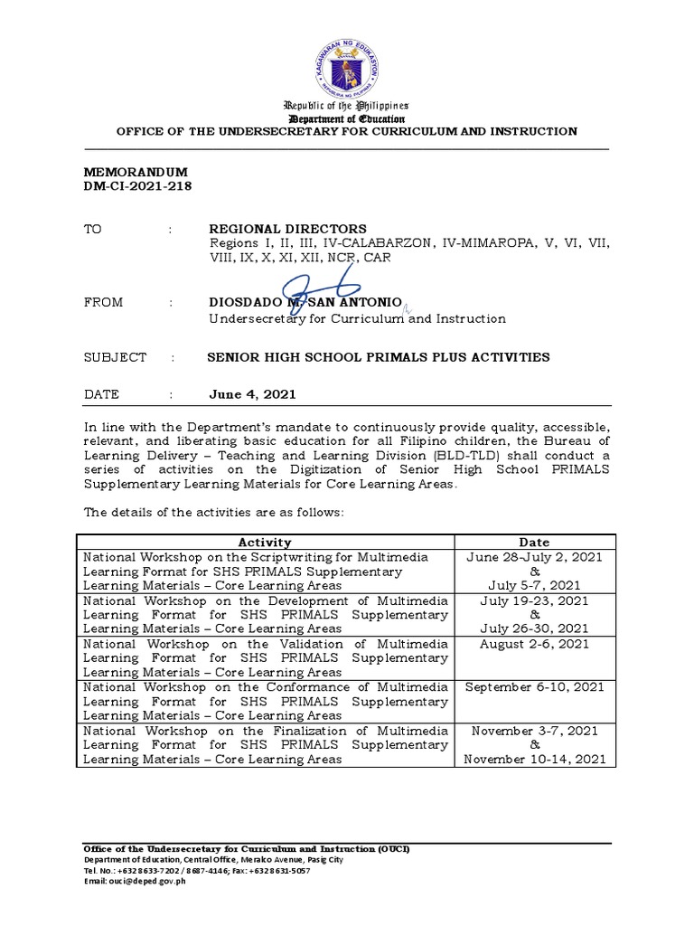 Memo Digitization of SHS Supplementary Materials. 06042021 | PDF ...