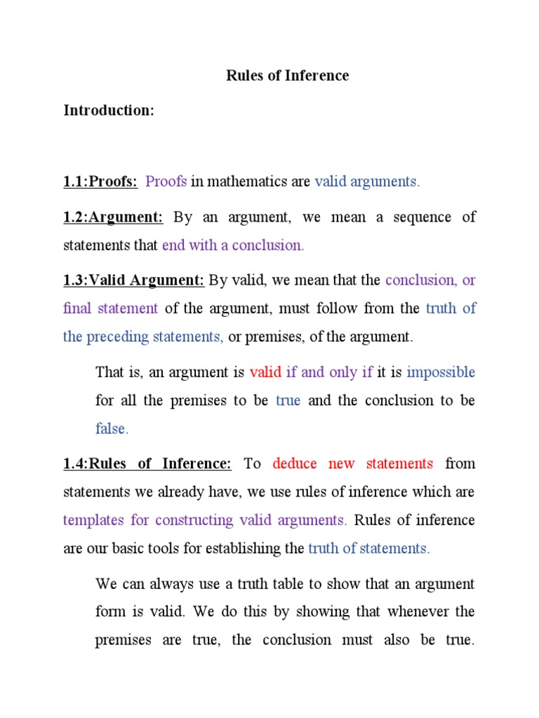 Rules Of Inference 1 Pdf Argument Inference