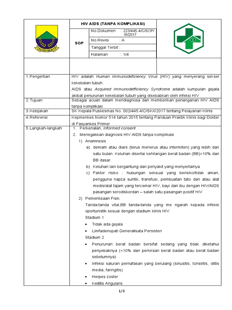 Sop Hiv Aids Tanpa Komplikasi | PDF | Pengembangan Diri | Sains & Matematika