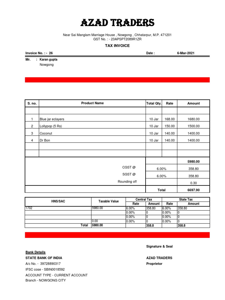 Invoice 26 | PDF | Taxation | Trade