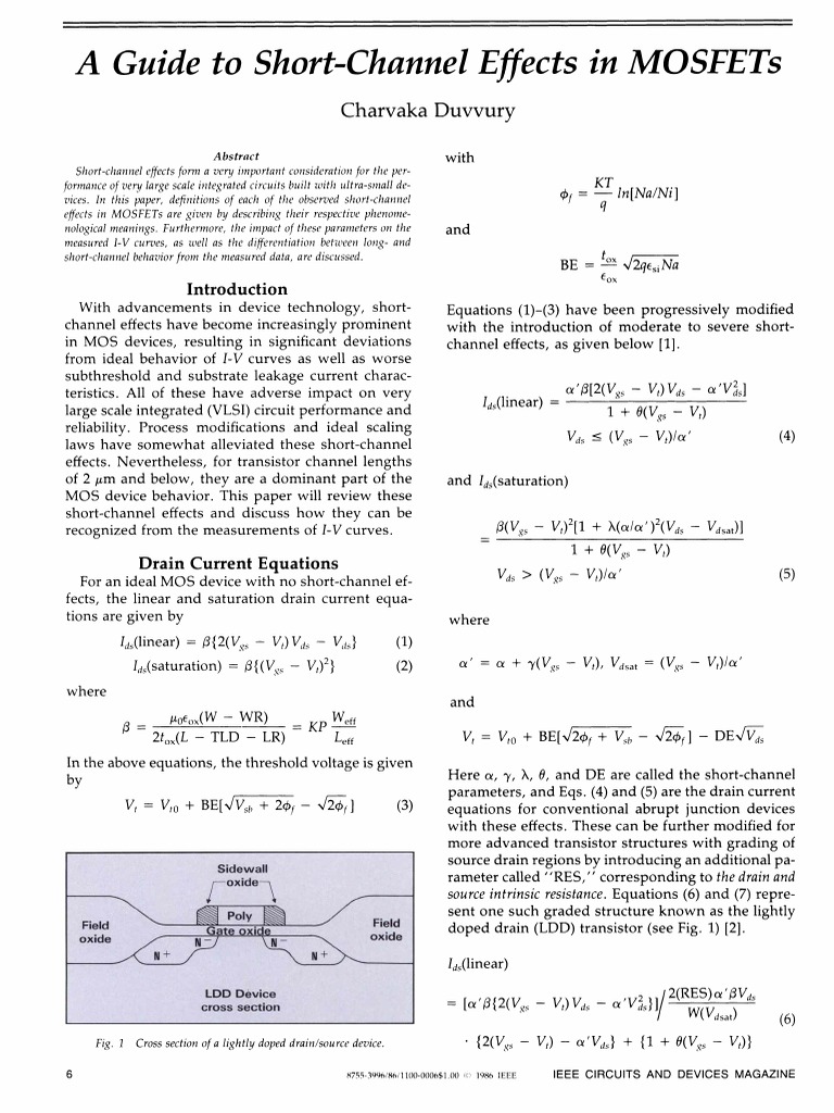 Short-Channel Effects in MOSFETs | PDF | Field Effect Transistor | Mosfet