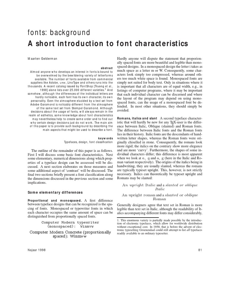 A Short Introduction To Font Characteristics | PDF | Typefaces | Serif
