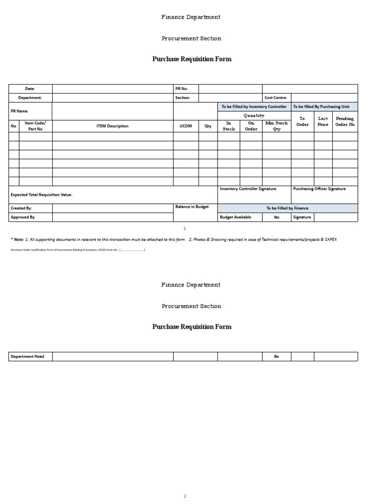 Purchase Requistion Form - Version 1 Final | PDF | Procurement ...