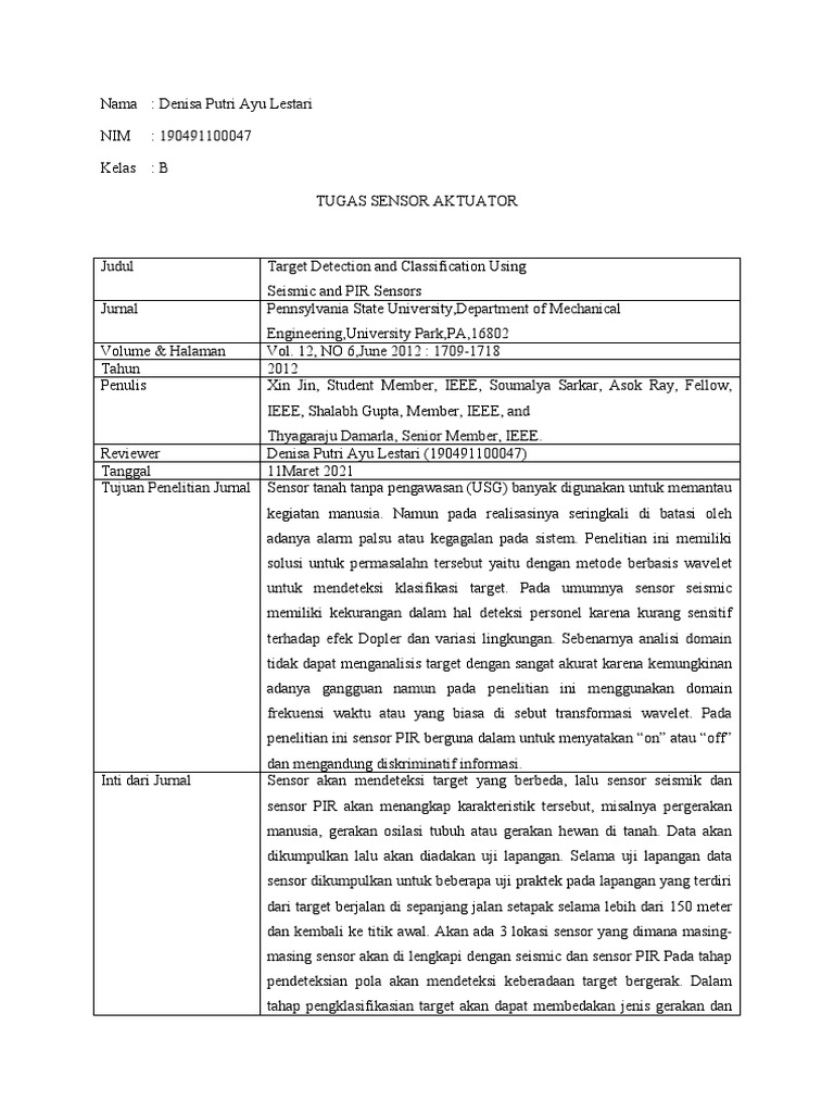 Tugas Sensor Aktuator - Denisa Putri Ayu Lestari - 190491100047 | PDF Tugas Sensor Aktuator - Denisa Putri Ayu Lestari - 190491100047 | PDF