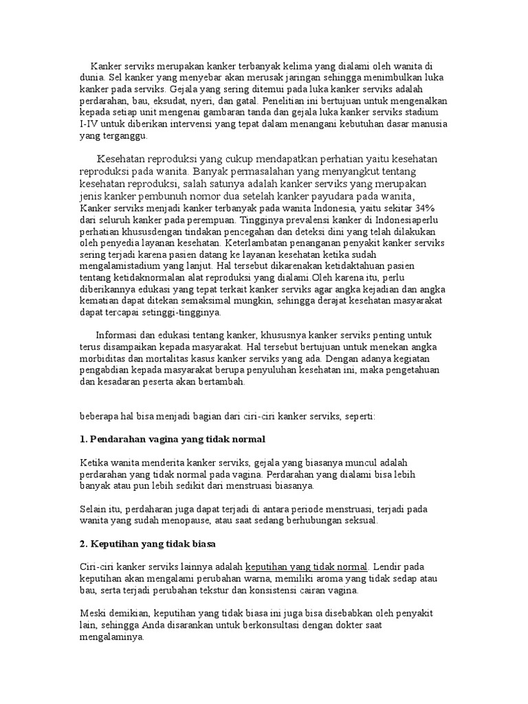 Tanda Dan Gejala Ca Serviks | PDF | Kesehatan Holistik | Sains & Matematika