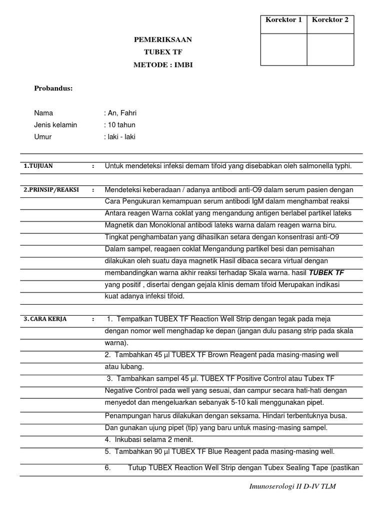 Pemeriksaan Tubex TF untuk Demam Tifoid | PDF