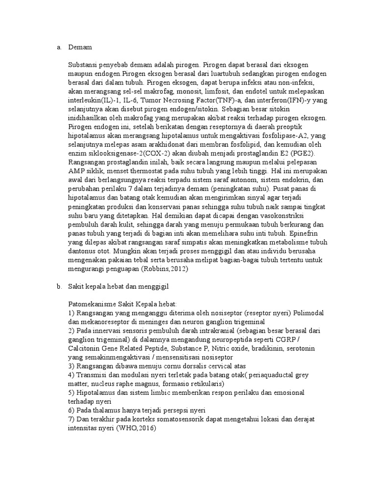 Patomekanisme Demam, Menggigil, Dan Sakit Kepala | PDF