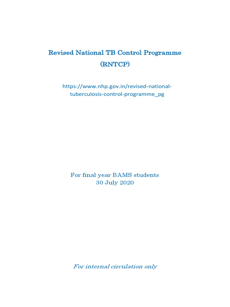 Revised National TB Control Programme (RNTCP) | PDF | Tuberculosis ...