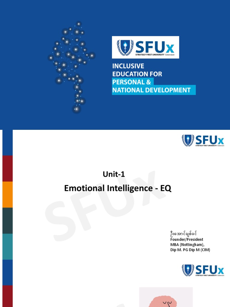 Unit 1 Emotional Intelligence Eq Pdf Self Awareness Emotional