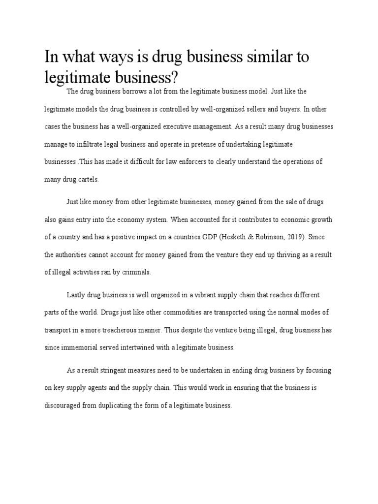 Drug Business vs. Legitimate Business Models | PDF | Finance & Money ...