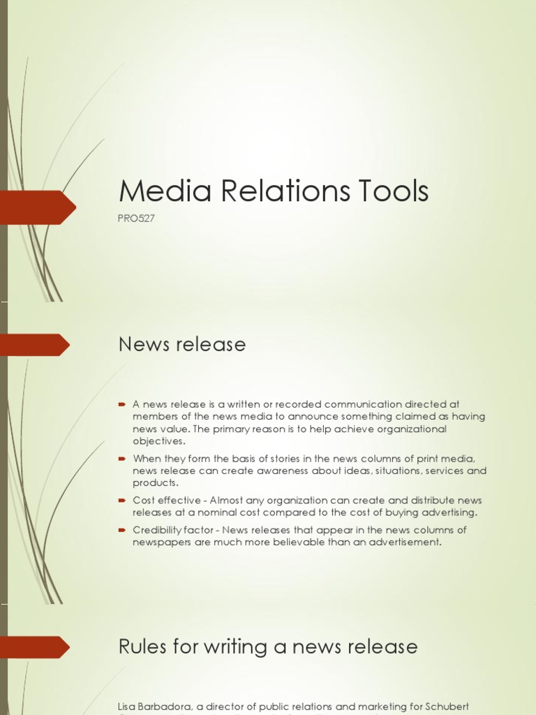 Chapter 5 - Media Relations Tools | PDF | News | Interview