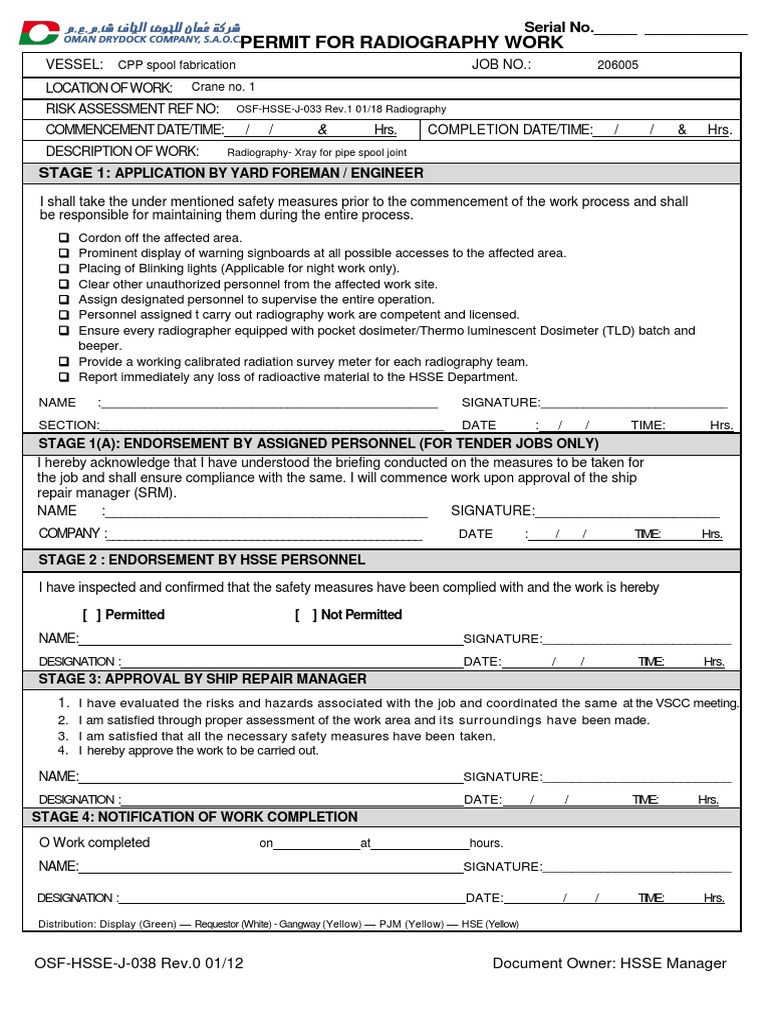 Radiography Work Permit Guidelines | PDF | Radiation | Ionizing Radiation