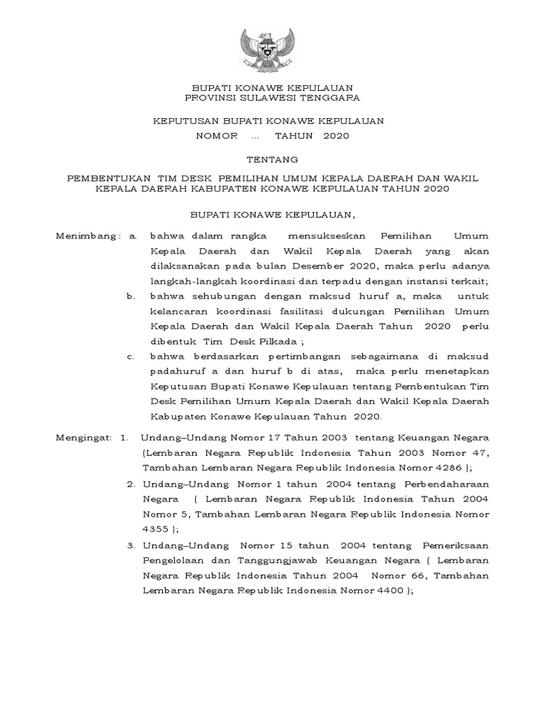 1.SK Tim Desk Pilkada | PDF