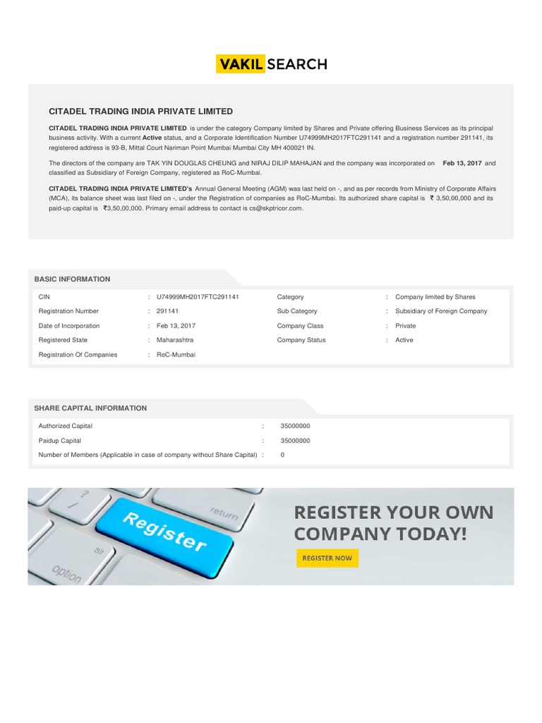 Citadel Trading India Private Limited | PDF