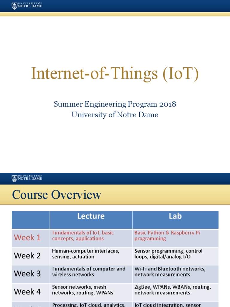 Internet-Of-Things (Iot) : Summer Engineering Program 2018 University ...