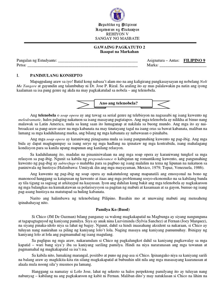 Filipino Gr. 9 Wk. 2 | PDF