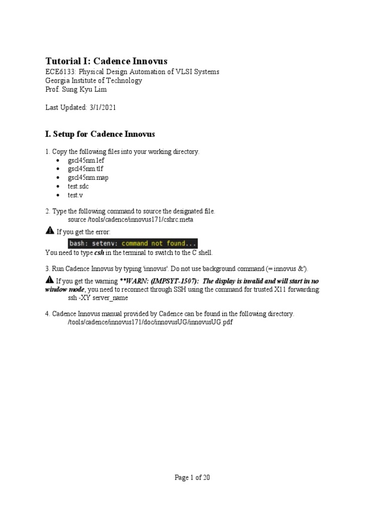 I. Setup For Cadence Innovus | PDF | Double Click | Screenshot