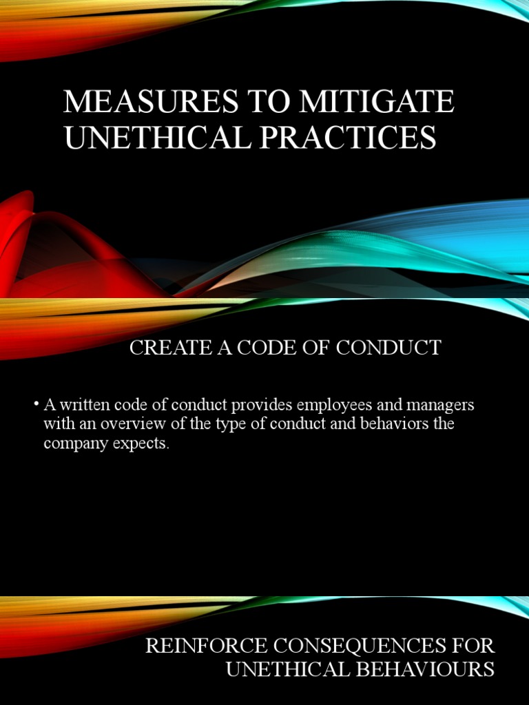 Measures To Mitigate Unethical Practices | PDF