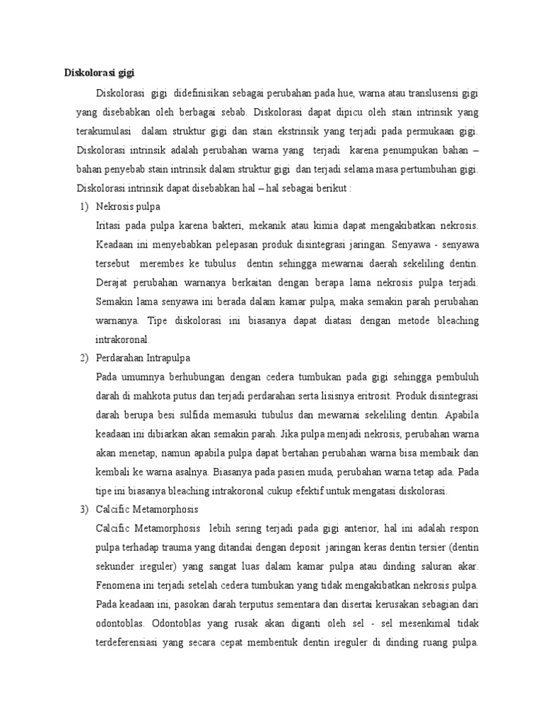 Tipus Diskolorasi Gigi | PDF