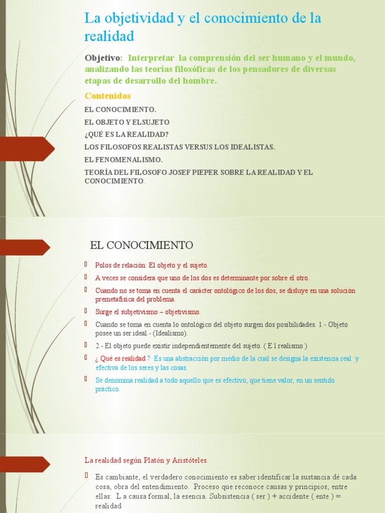 La Objetividad y El Conocimiento de La Realidad | PDF | Realismo ...