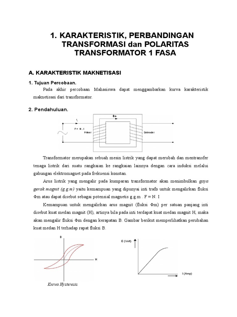 Karakteristik dan Polaritas Transformator | PDF