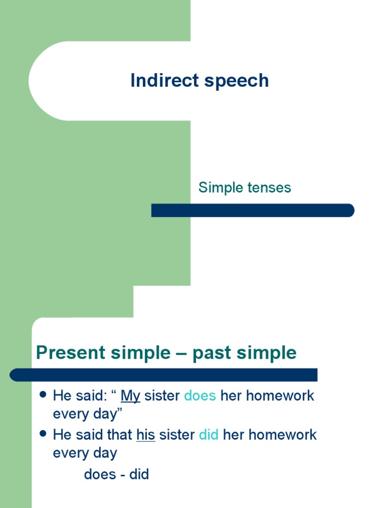 Indirect Speech: Simple Tenses | PDF