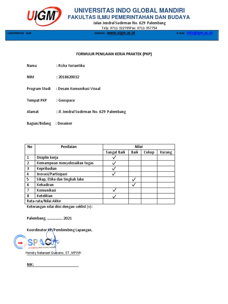 Formulir Penilaian dan Kegiatan PKP | PDF