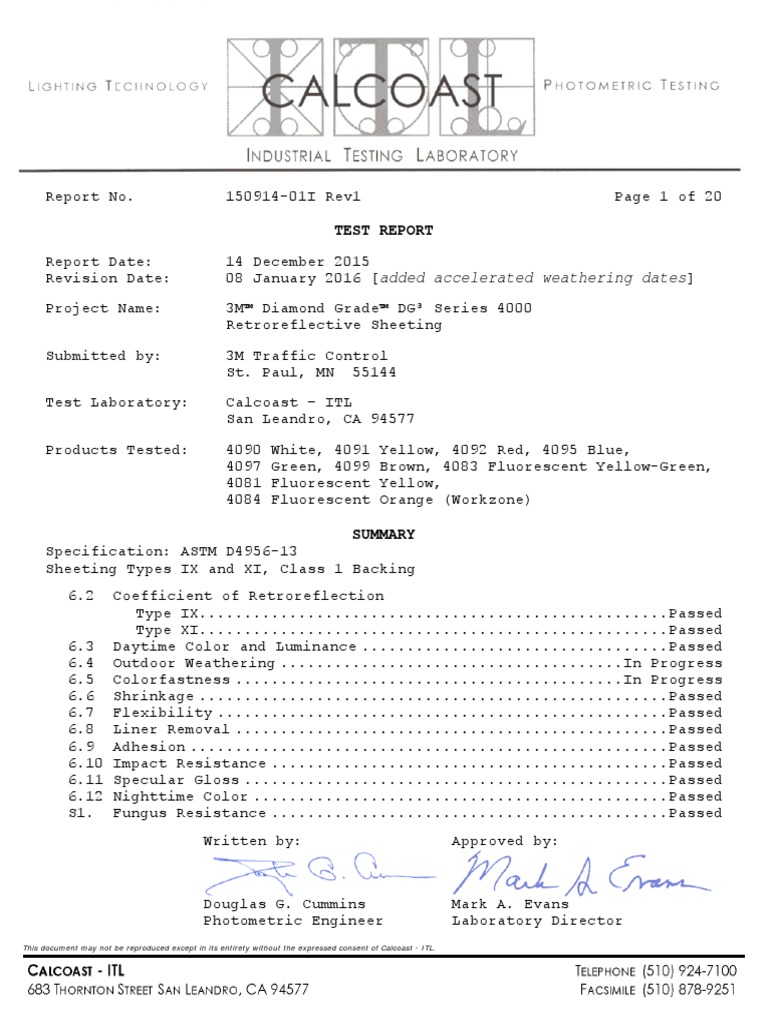 2015 3M DG3 Series 4000 D4956-XI Report 150914-01ir1 | PDF | Optics ...