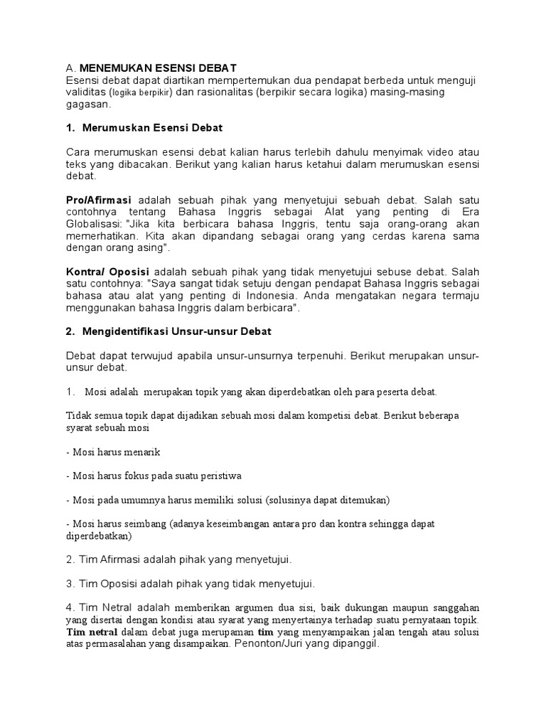 DEBAT | PDF | Karier & Perkembangan | Kajian Bahasa Asing