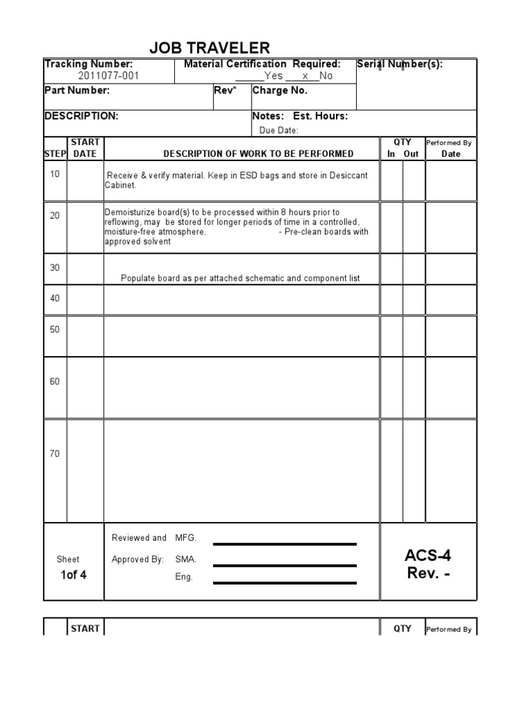 Job Traveler Template for Manufacturing | PDF | Greenwich Mean Time