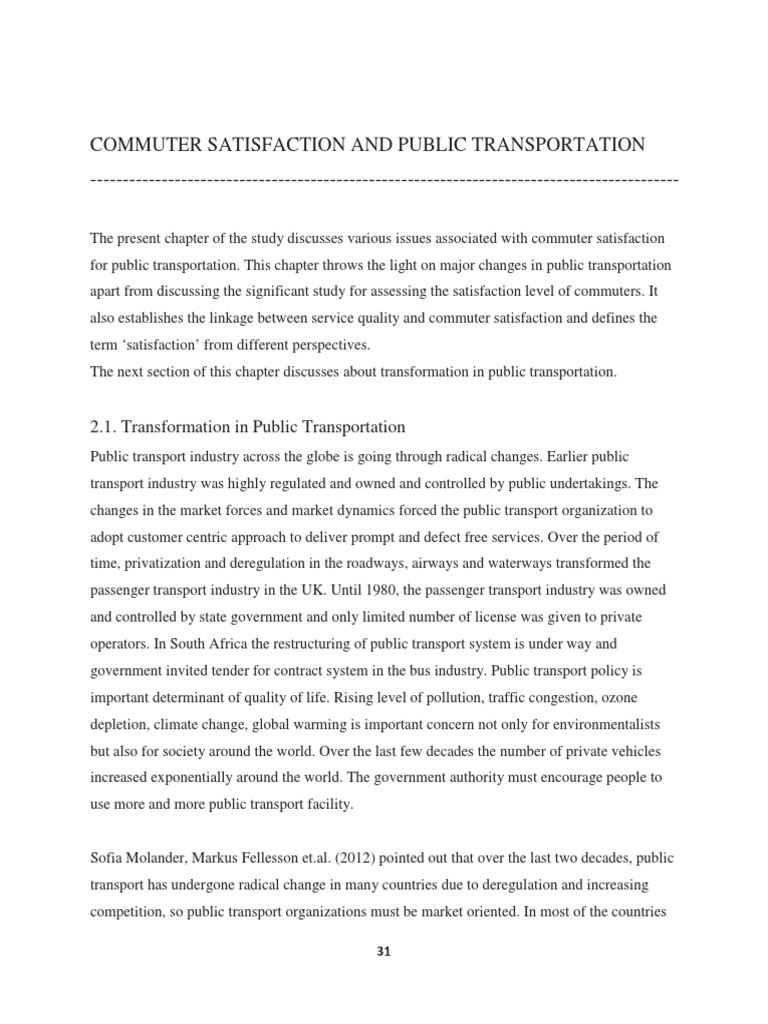 Assessing Public Transportation Through Commuter Satisfaction: A Review ...