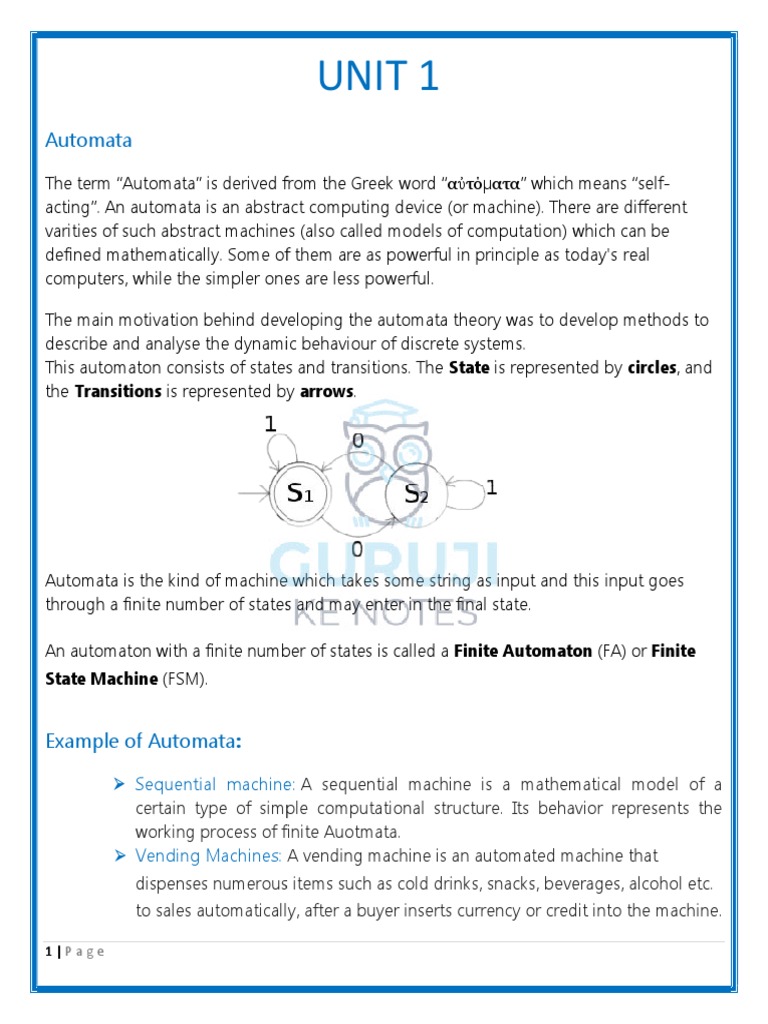 UNIT 1 TOC Sem5 RGPV | PDF | Theory Of Computation | Models Of Computation
