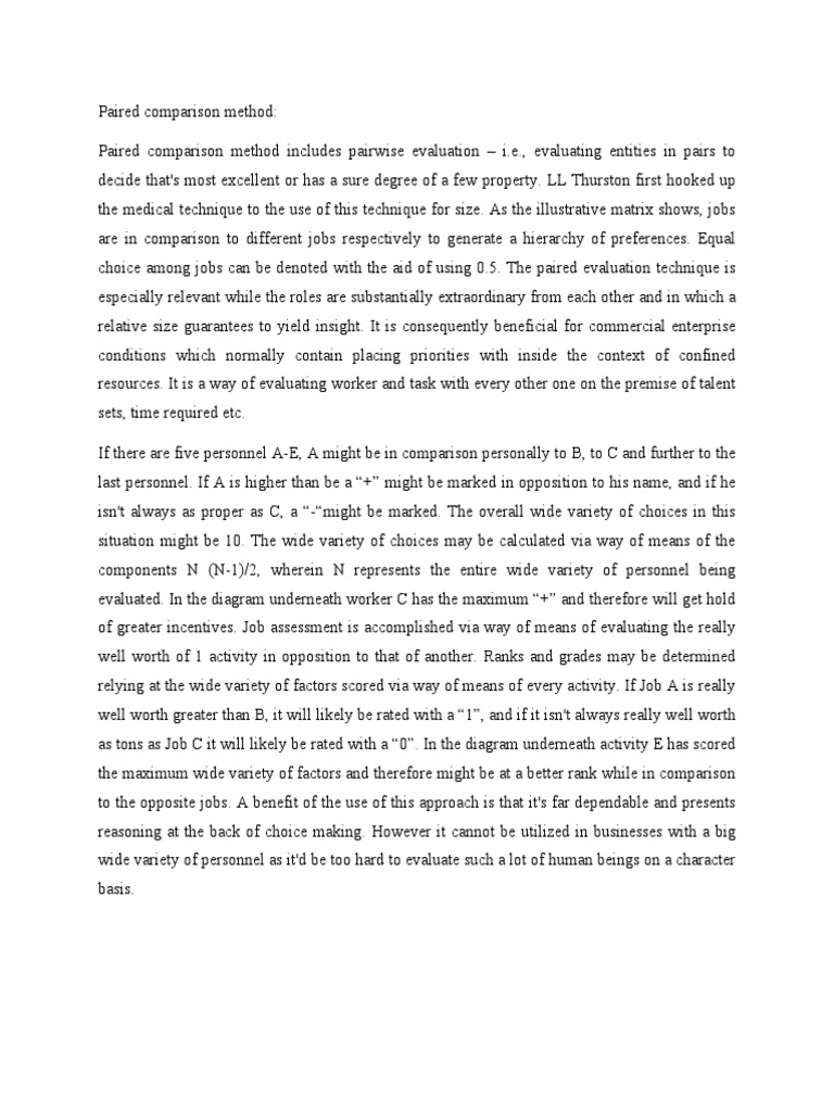 Paired Comparison Method 0033 | PDF | Career & Growth